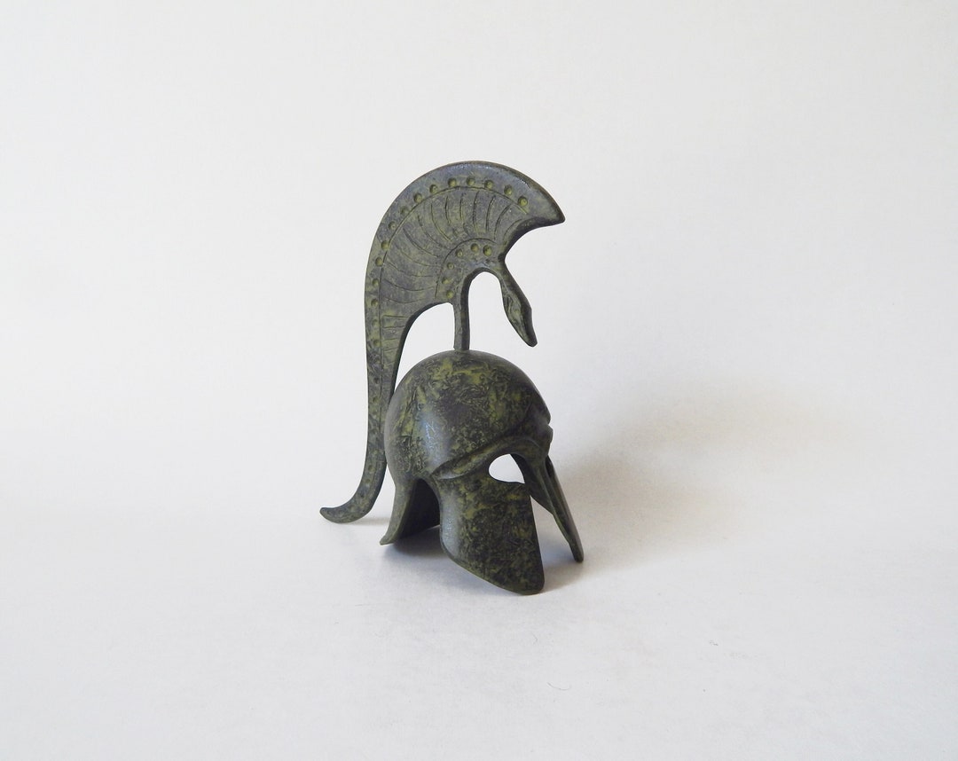 Bronze Ancient Greek Helmet With Crest and Holder - Hand Made - Etsy