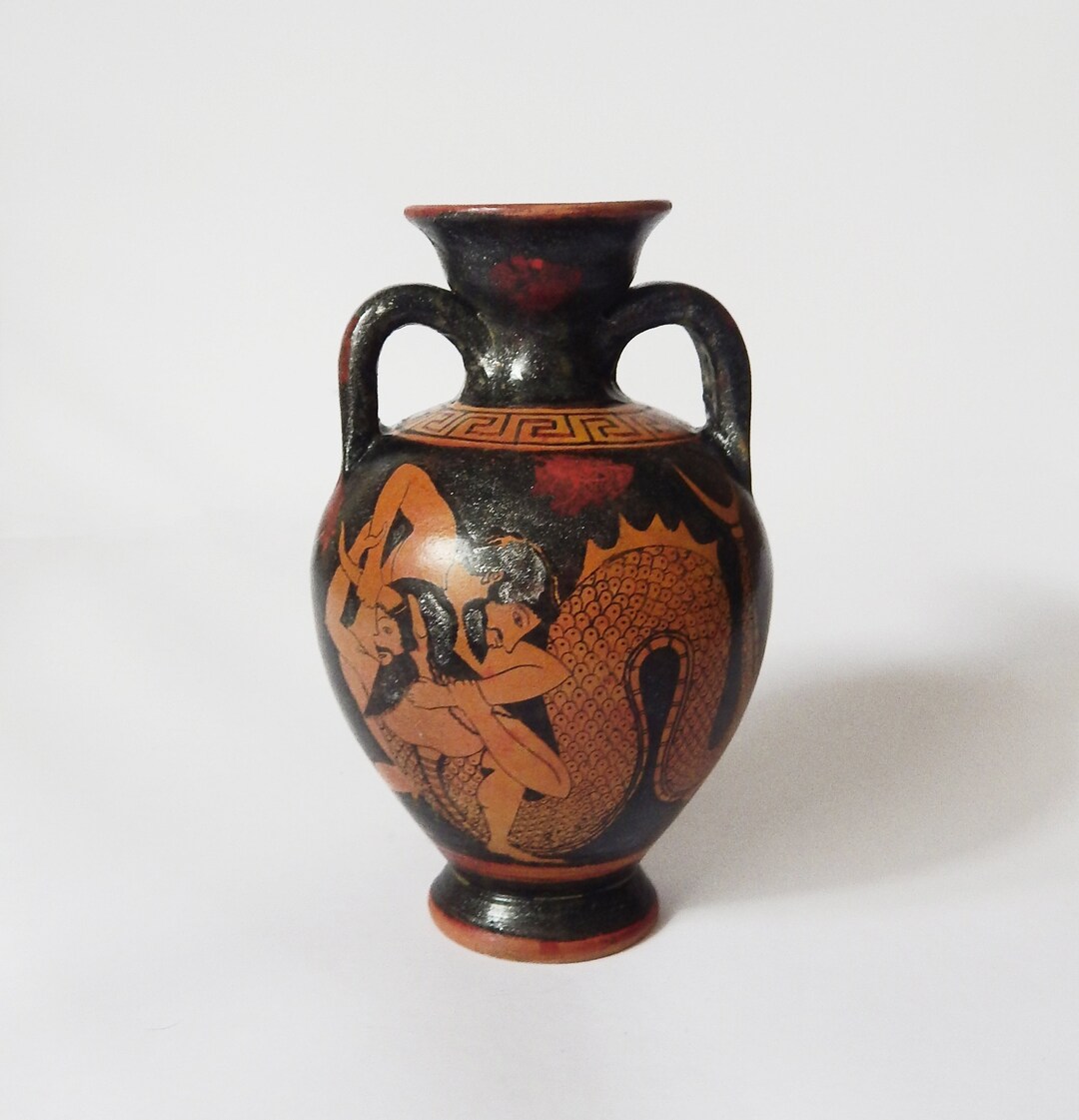 Attic Red Figured Ceramic Amphora, Classical Period Museum Copy ...