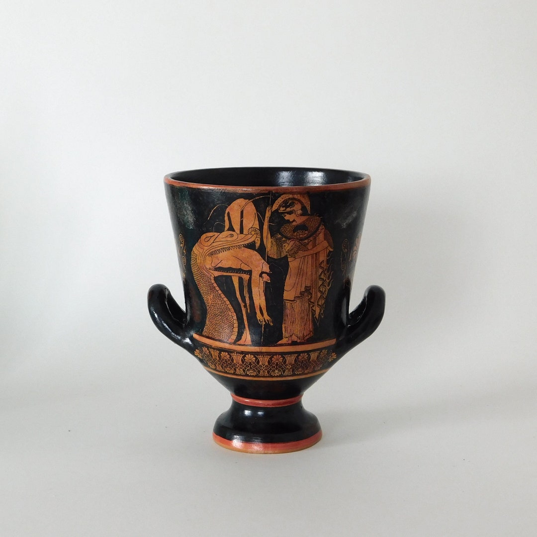 Attic Red Figured Ceramic Krater, Museum Copy, Jason, Colchian Dragon ...