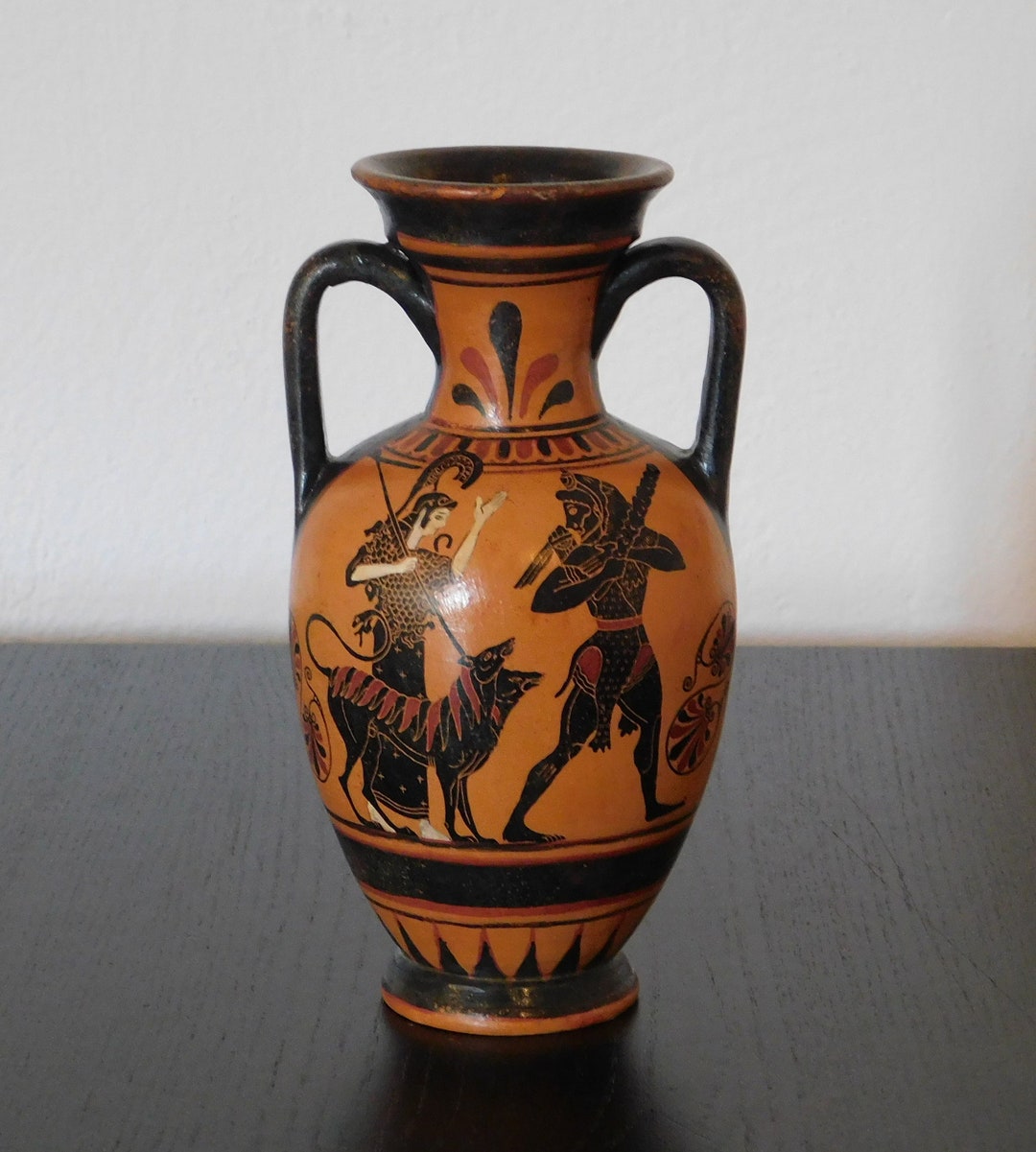 Black Figure Ceramic Amphora - Athena, Poseidon / Hercules, Cerberus ...