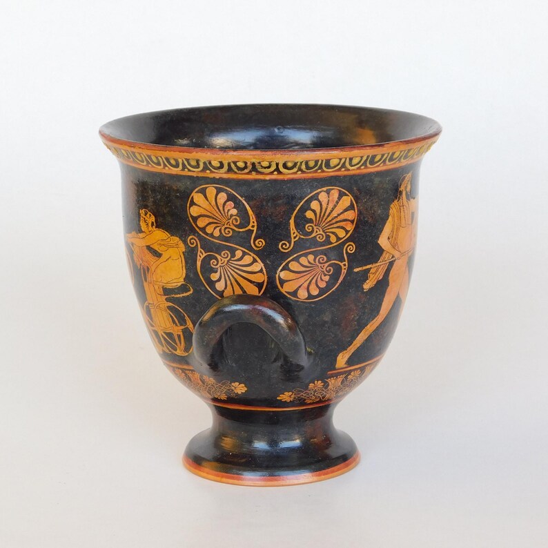 Athenian Red Figured Ceramic Krater, Classical Period Museum Copy ...