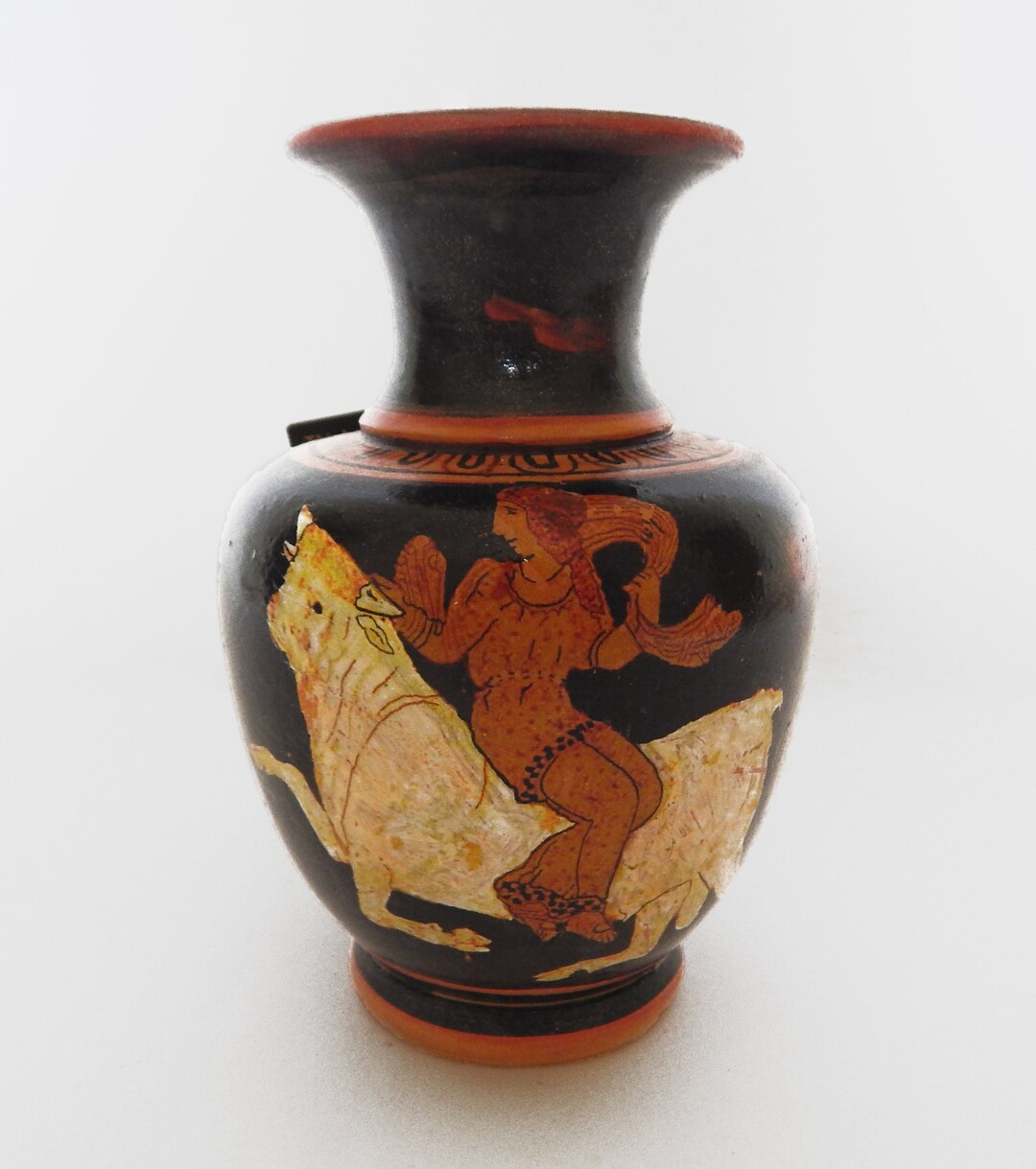 Athenian Red Figured Ceramic Olpe, Classical Period Museum Copy, Europa ...