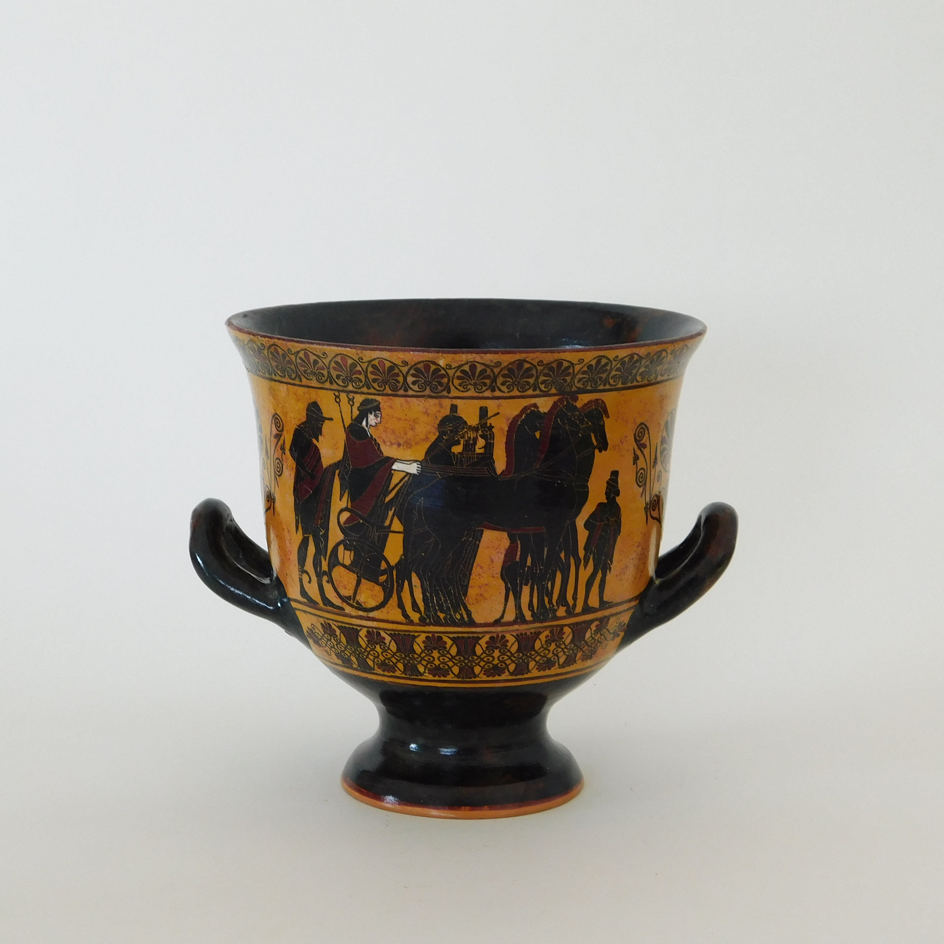 Attic Black Figured Ceramic Krater, Museum Copy, Hermes, Athena, Apollo ...