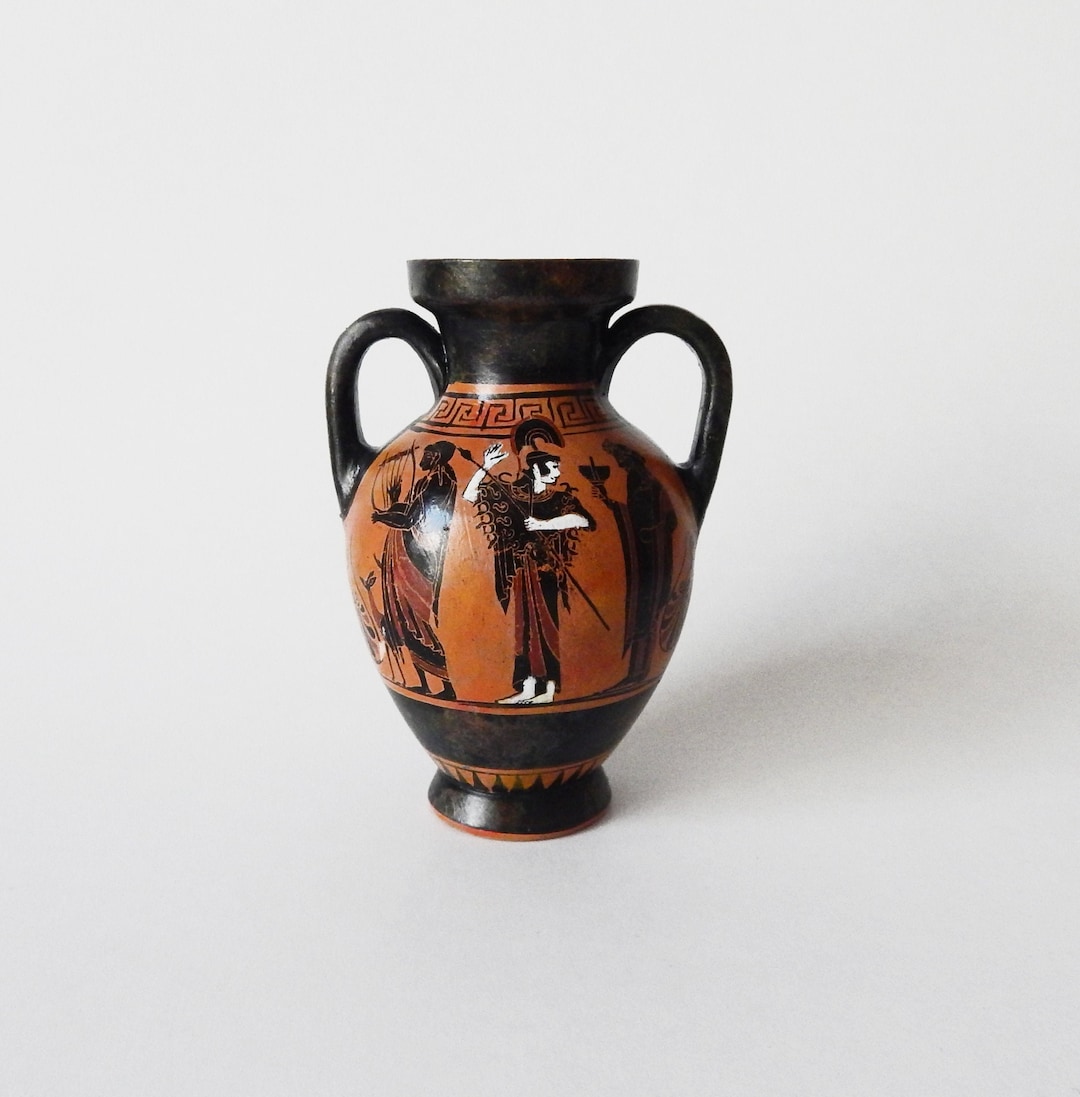 Athenian Black Figure Ceramic Amphora, Apollo, Dionysus and Athena ...