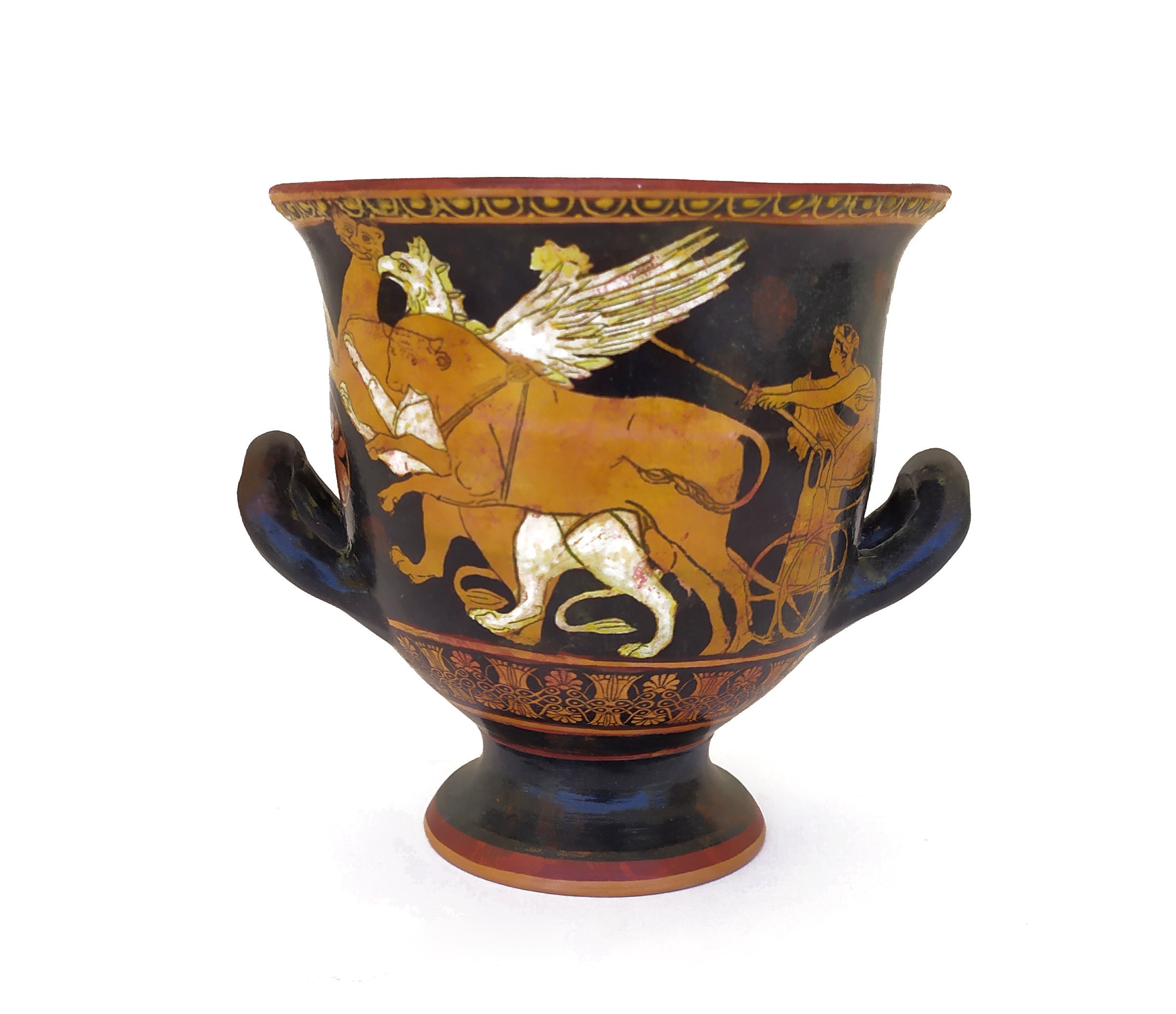 Athenian Red Figured Ceramic Krater, Classical Period Museum Copy ...