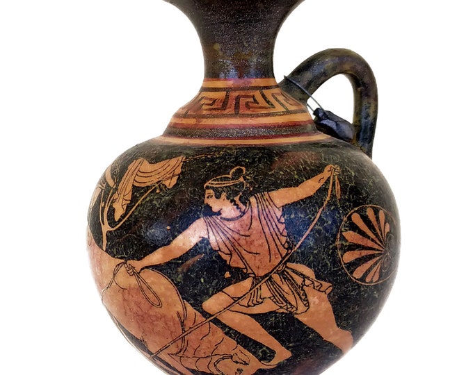 Athenian Red Figure Ceramic Oinochoe, Classical Period Museum Copy ...