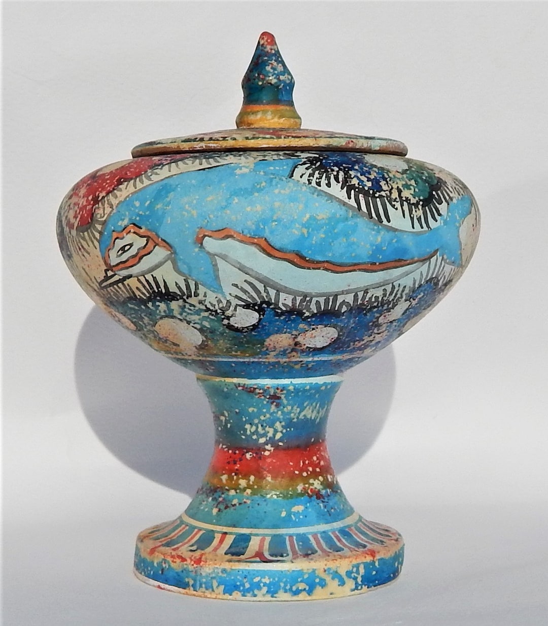 Minoan Period Ceramic Pyxis - Hand Painted Greek Vase - Museum Copy - Etsy