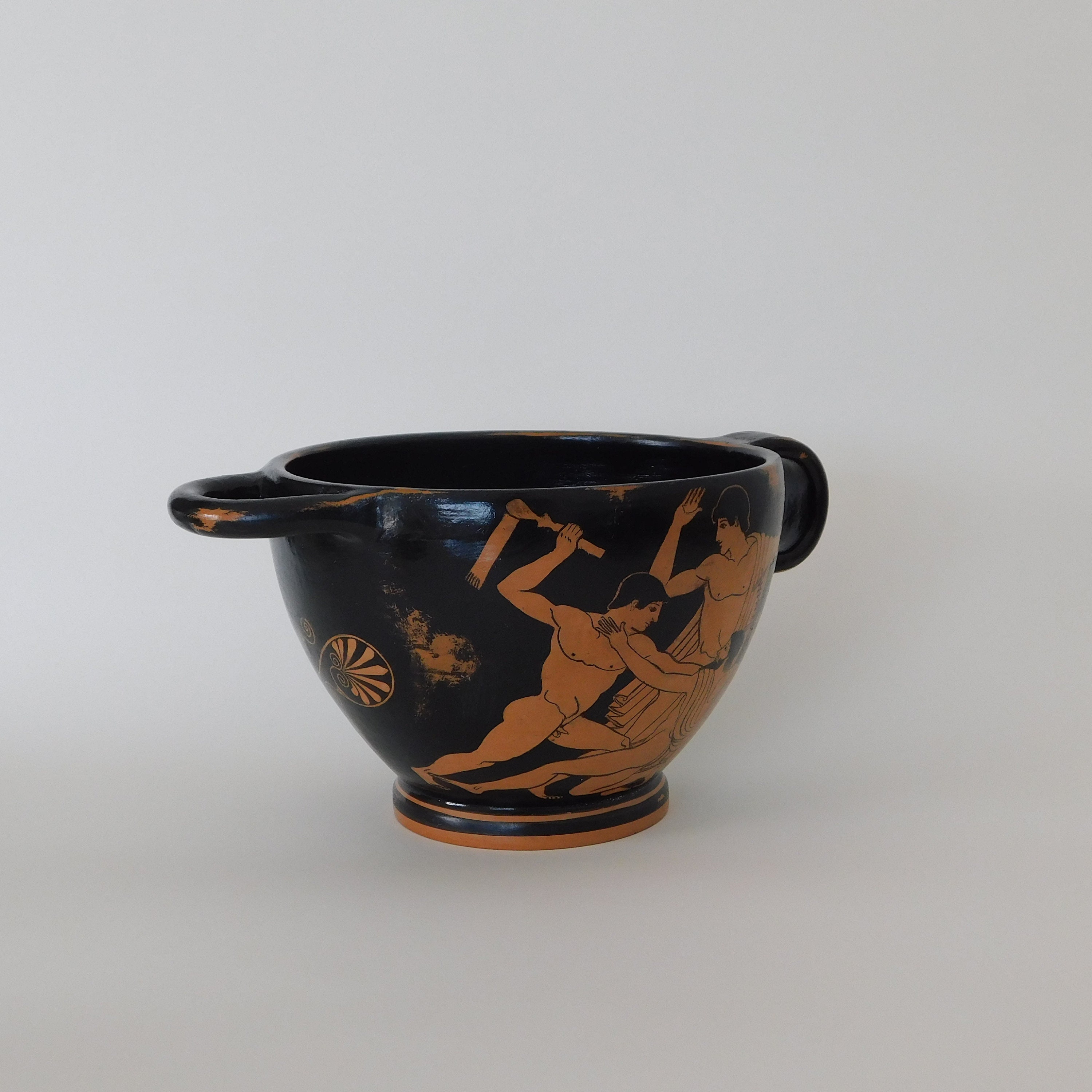 Red Figure Ceramic Skyphos Heracles, Linus / Heracles, Acheloos Hand ...