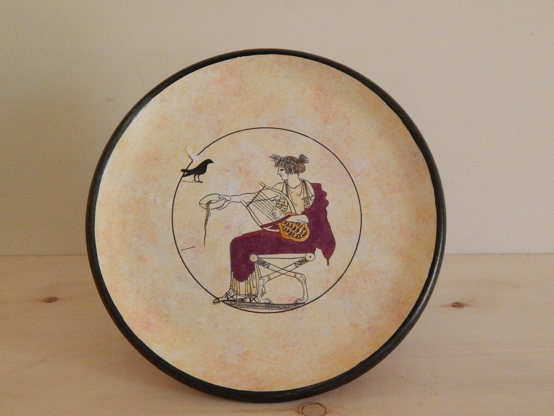 Attic White-ground Ceramic Plate (apollo) Hand Painted Greek Vase ...