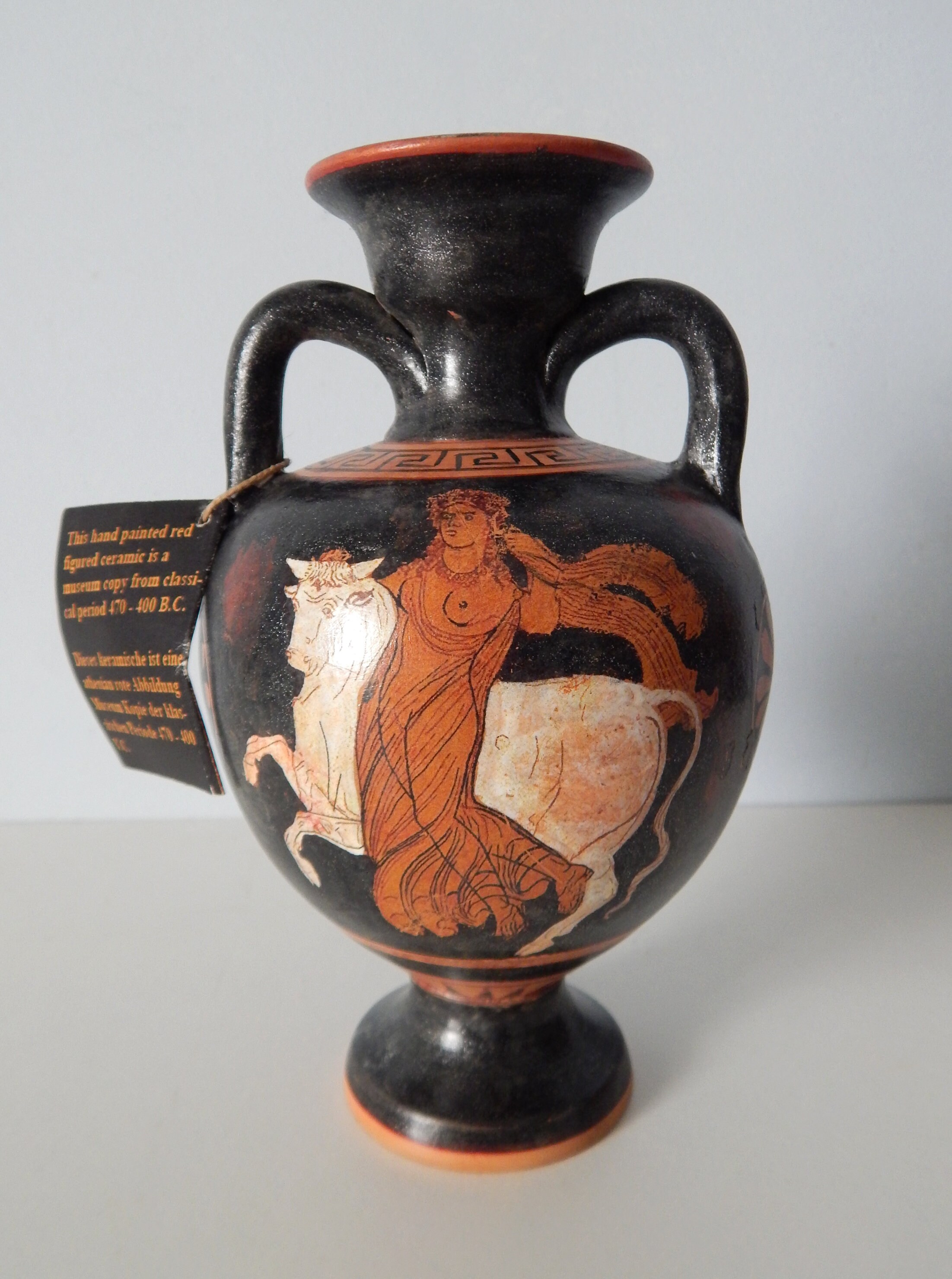 Athenian Red Figure Ceramic Amphora, Europa With Zeus - Athena and ...