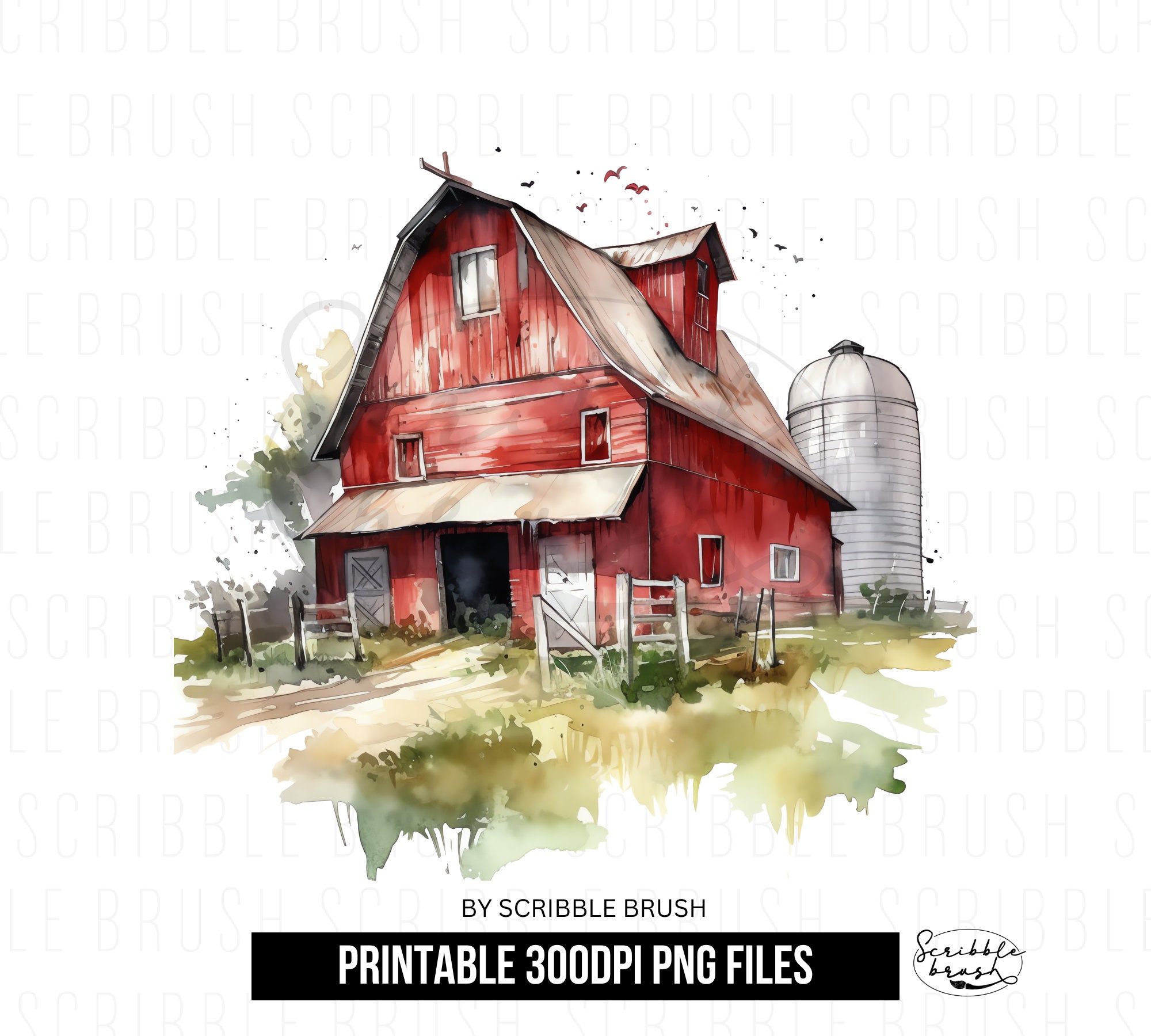 Watercolor Red Barn PNG Clipart: Rustic Farmhouse (digital Download) - Etsy