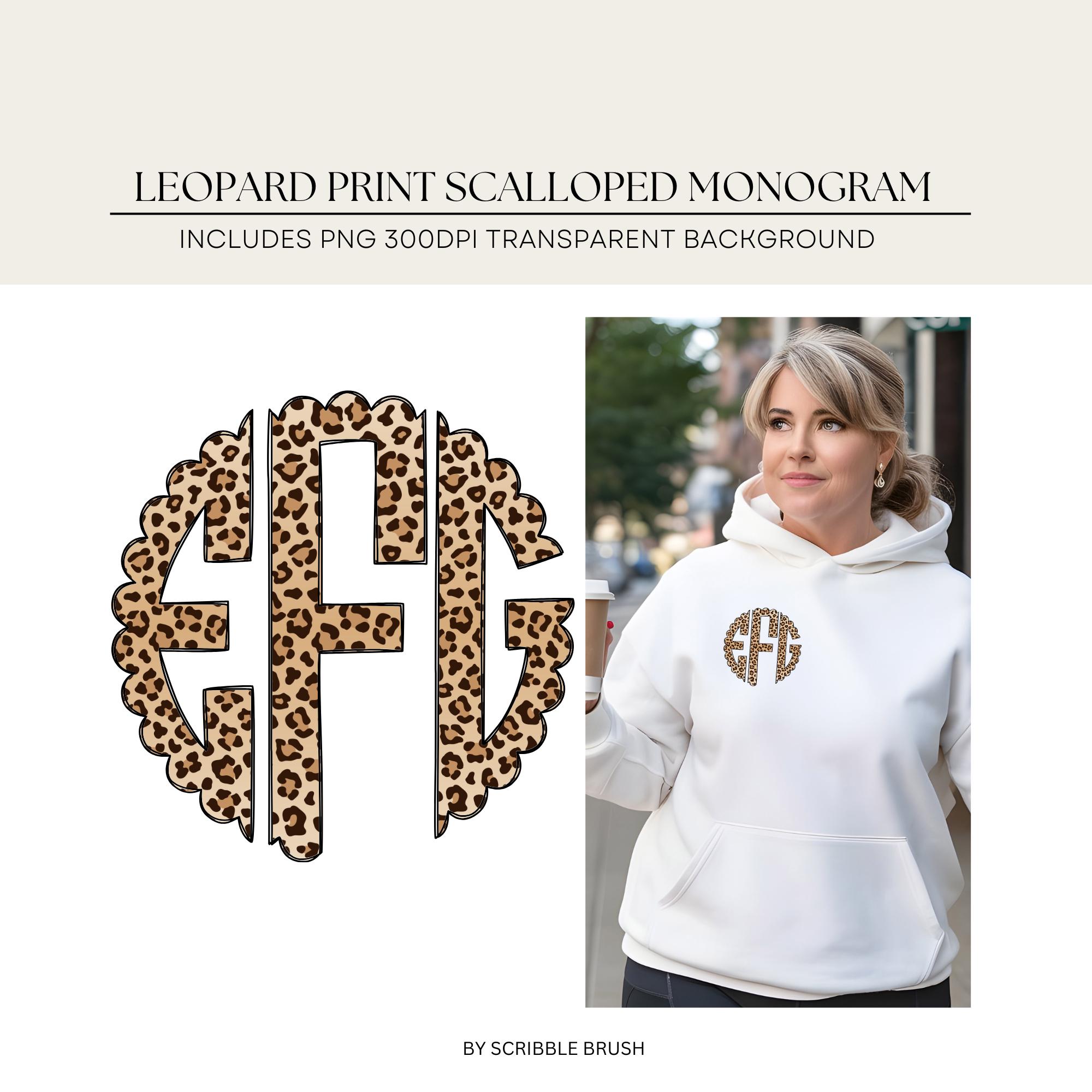 Scalloped Monogram Letters Sublimation PNG, Leopard Print Printable ...
