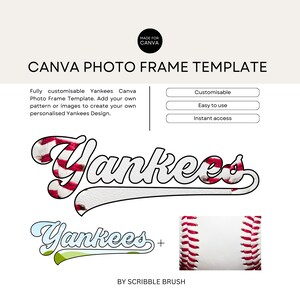 Canva Frame Template, Retro Yankees Photo Frame, Editable Photo Yankees ...
