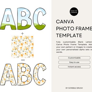 Canva Frame Template, Doodle Blank Letters, Editable Photo Fill ...