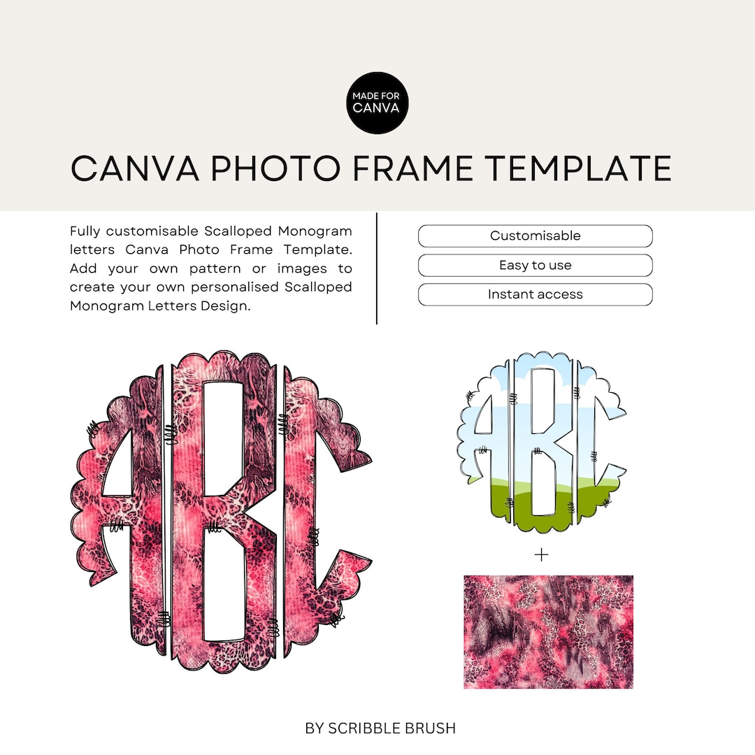 Make Your Own Scalloped Monogram Letters Canva Photo Frame Template ...