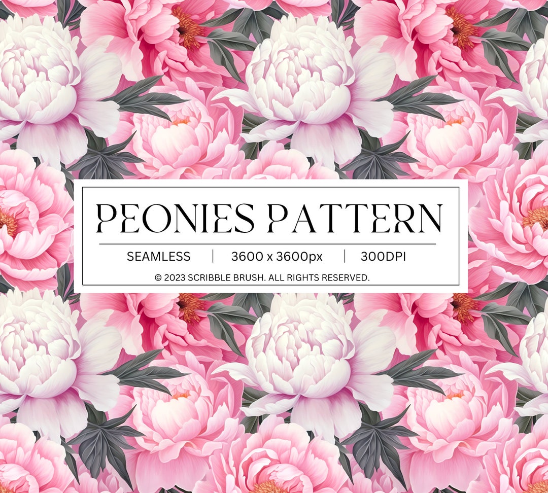Peonies Seamless Pattern, Printable Fabric Pattern, Pink Watercolor ...