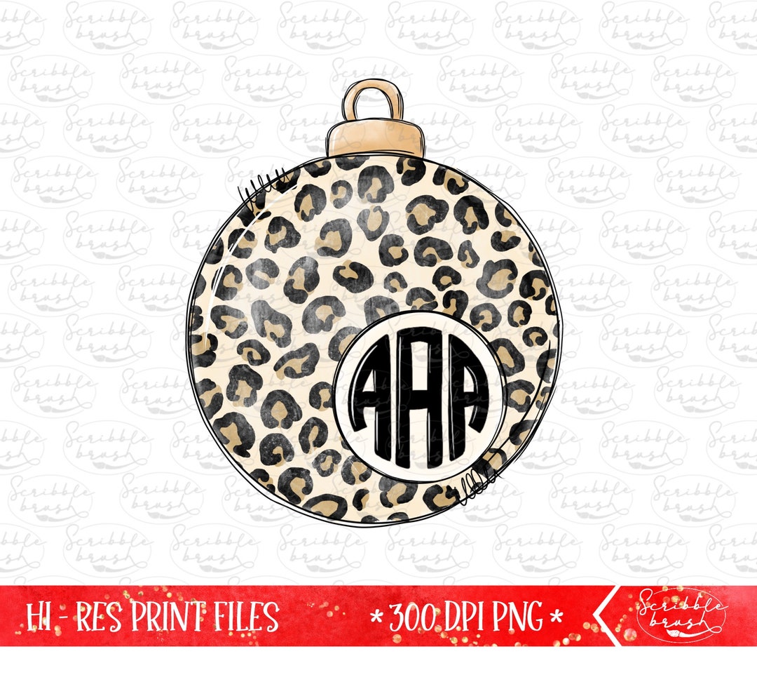 Leopard Christmas Ornament Monogram Frame: Distressed Bauble ...
