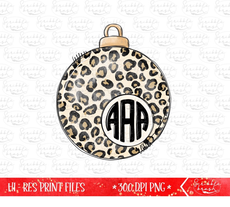 Leopard Christmas Ornament Monogram Frame: Distressed Bauble ...
