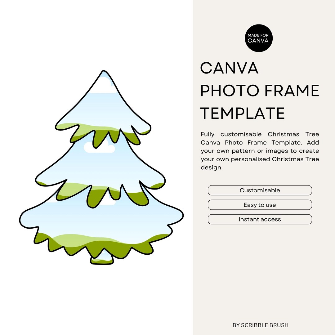 Canva Photo Frame Template, Christmas Tree Photo Frame Canva Template ...