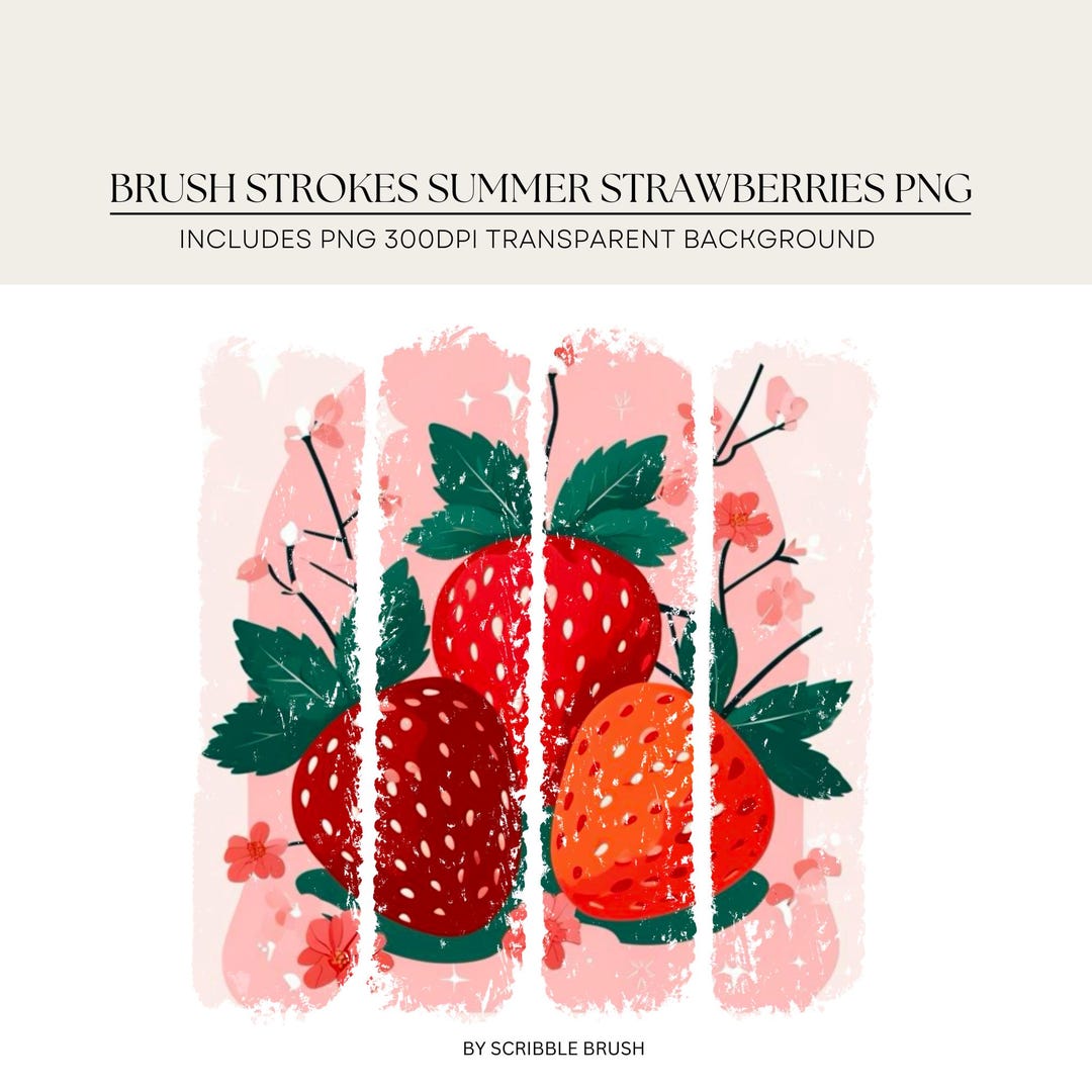 Brush Strokes Strawberries PNG, Sweet Summer, Market, Trendy ...