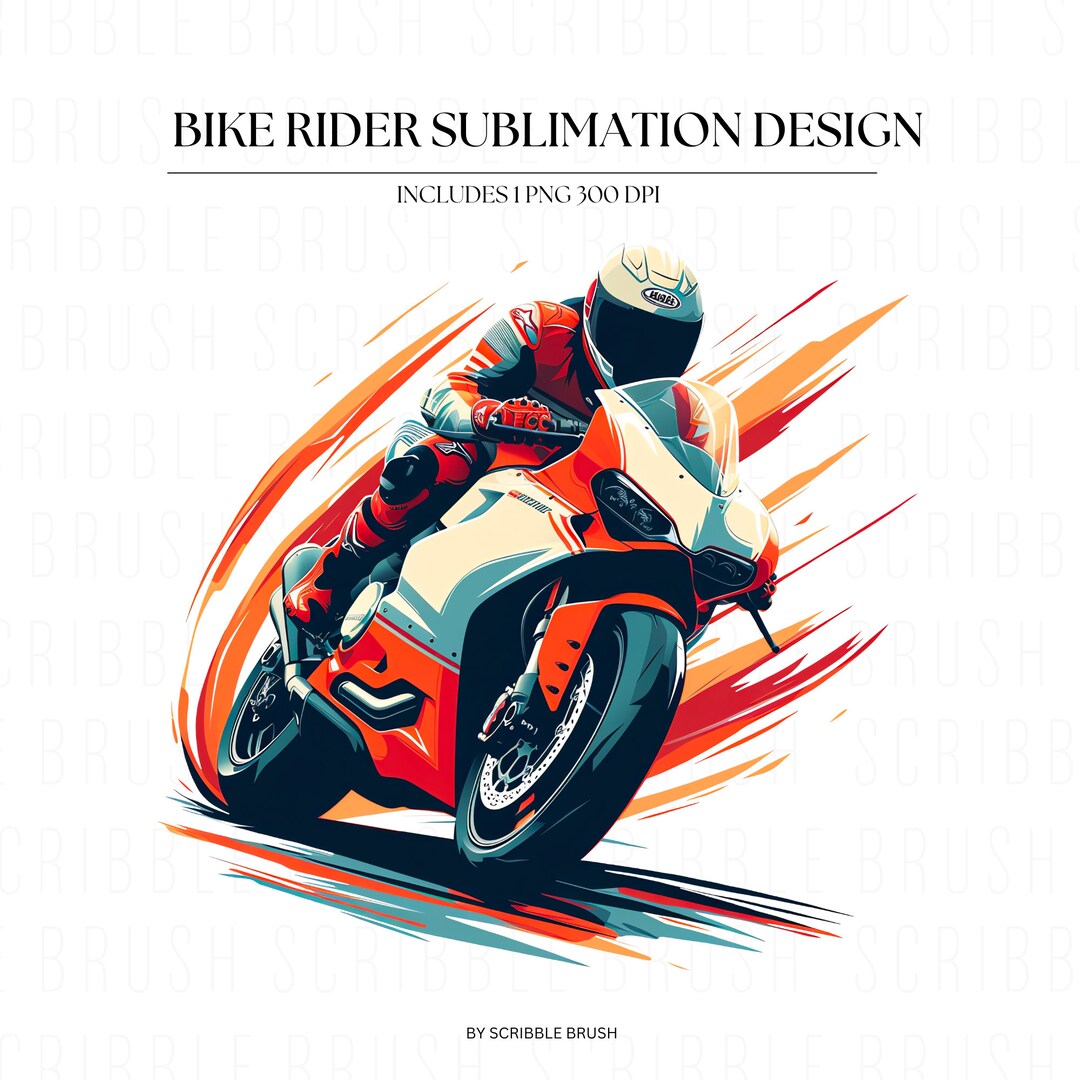Bike Rider Sublimation PNG, Printable Motorcycle Rider, Biker PNG ...