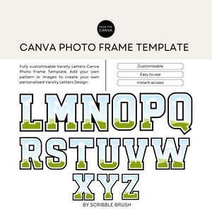 Canva Frame Template, Blank Varsity Letters, Editable Photo Fill ...