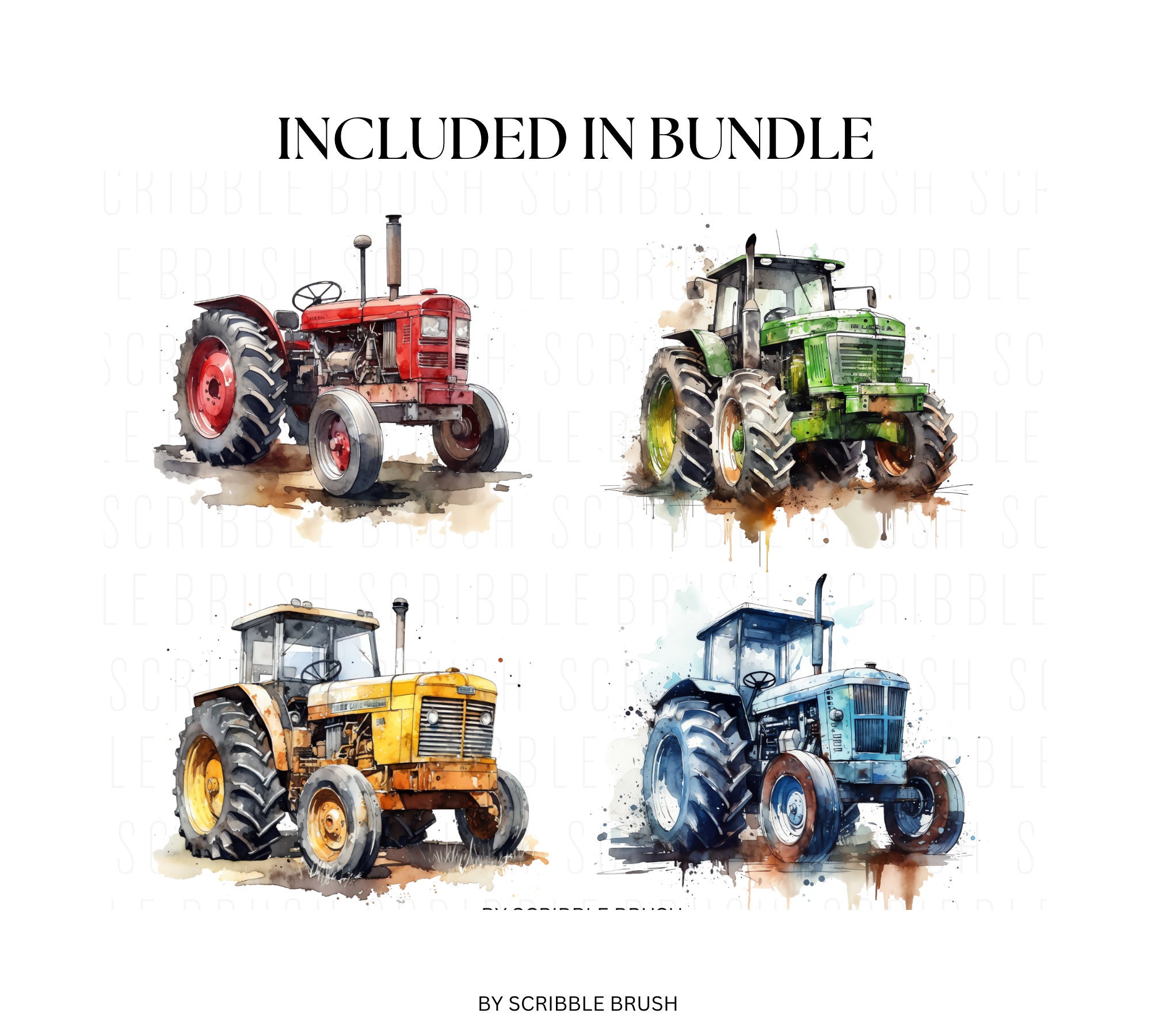 Watercolor Red Tractor PNG Farm Tractor Clipart Little - Etsy