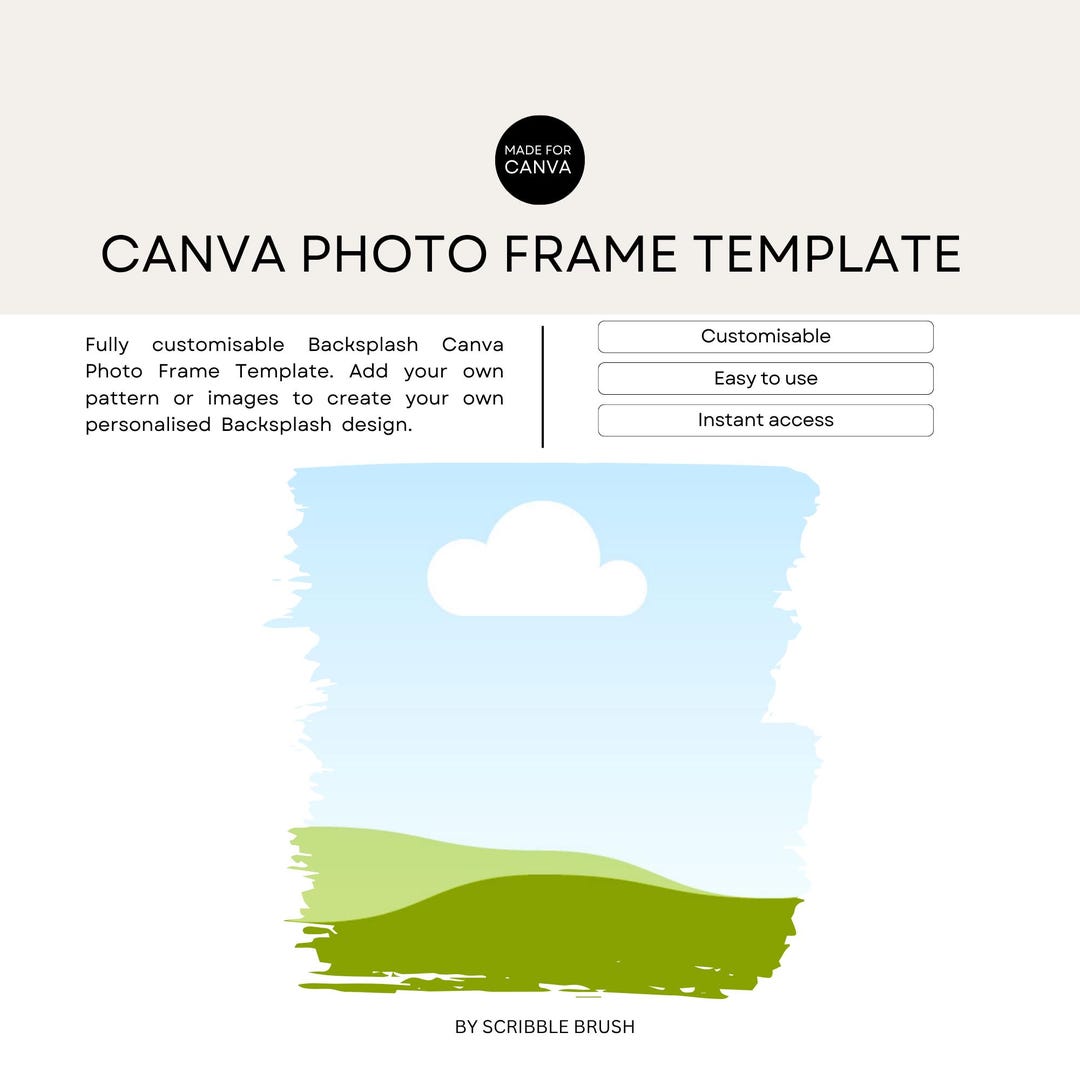 Canva Frame Template, Rectangle Backsplash, Editable Splash Photo Frame ...