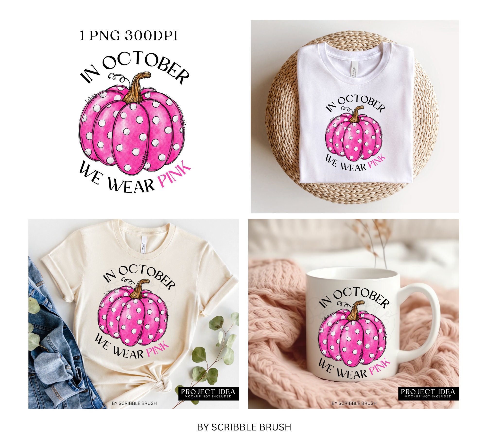 In October We Wear Pink PNG Awareness Digital Download - Etsy