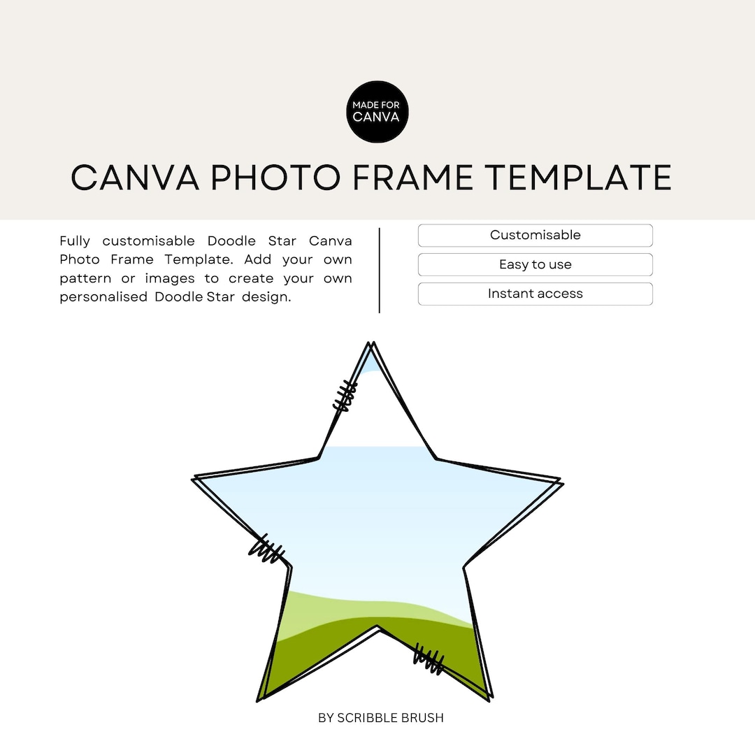 Doodle Star Canva Photo Frame Template (digital Download) - Etsy