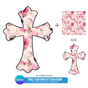 Canva Frame Template, Editable Photo Fill Cross, Create Your Own Drag ...