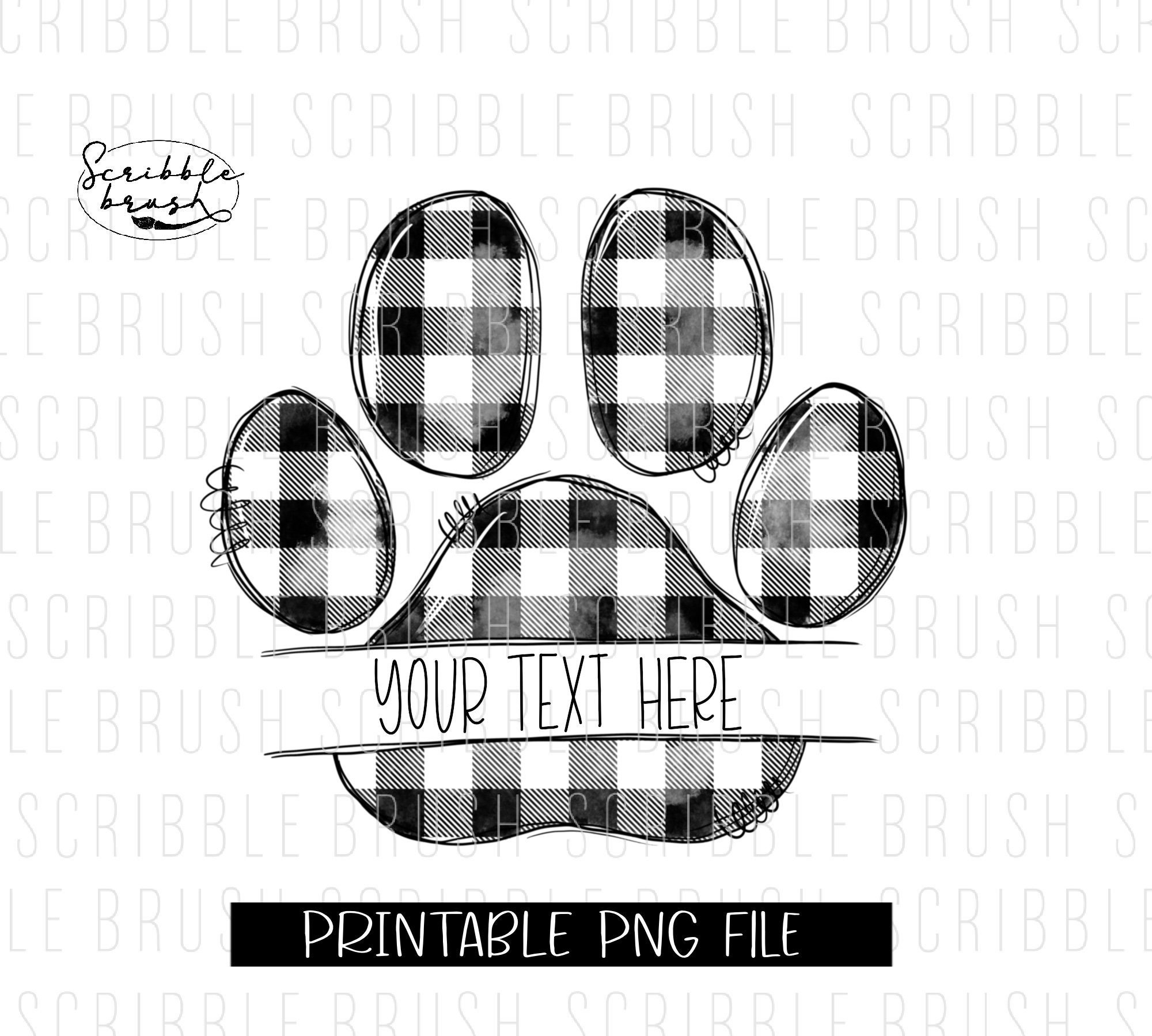 Split Plaid Dog Paw Print Monogram Sublimation Design Split - Etsy