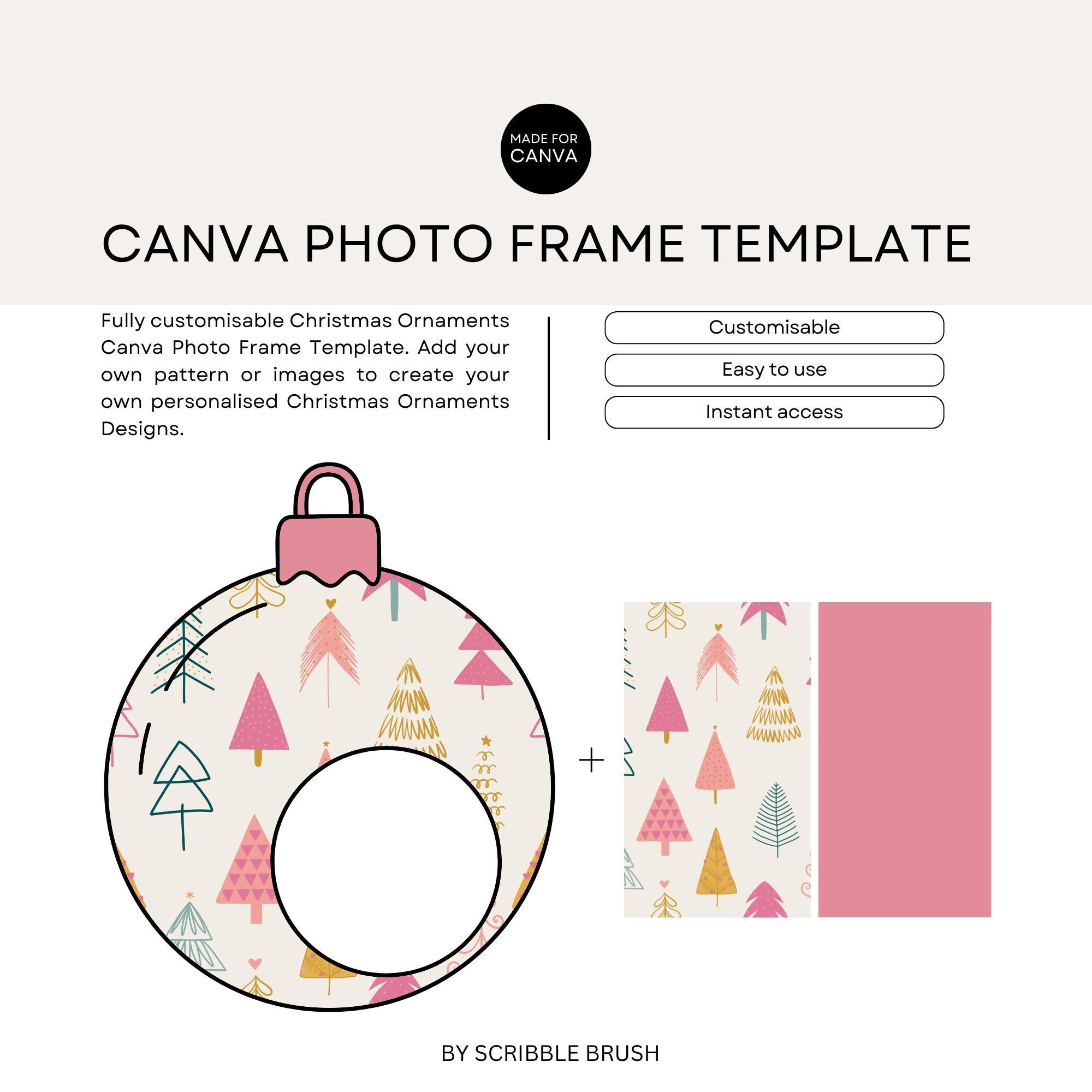 Canva Template Photo Frame, Christmas Ornaments Add Your Own Photo ...