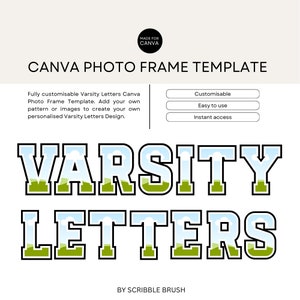 Canva Frame Template, Blank Varsity Letters, Editable Photo Fill ...