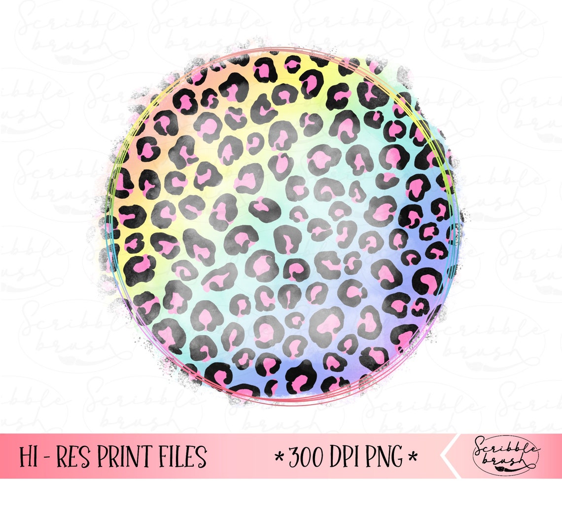 Leopard Print Circle Frame Sublimation PNG Rainbow Leopard - Etsy