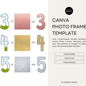 Canva Frame Template, Doodle Blank Numbers, Editable Photo Fill Number ...