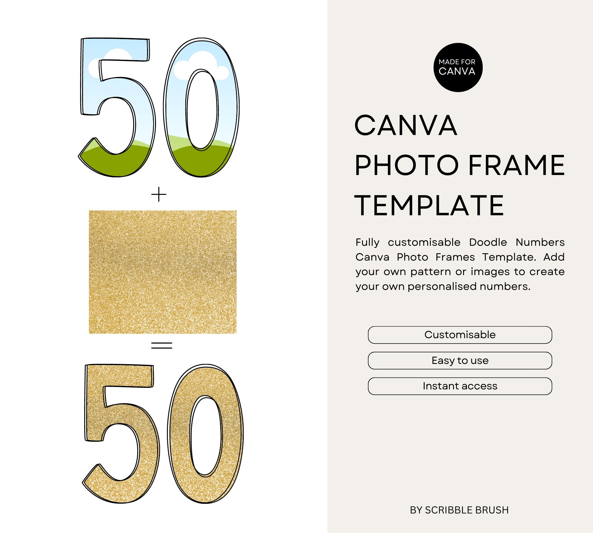 Canva Frame Template, Doodle Blank Numbers, Editable Photo Fill Number ...