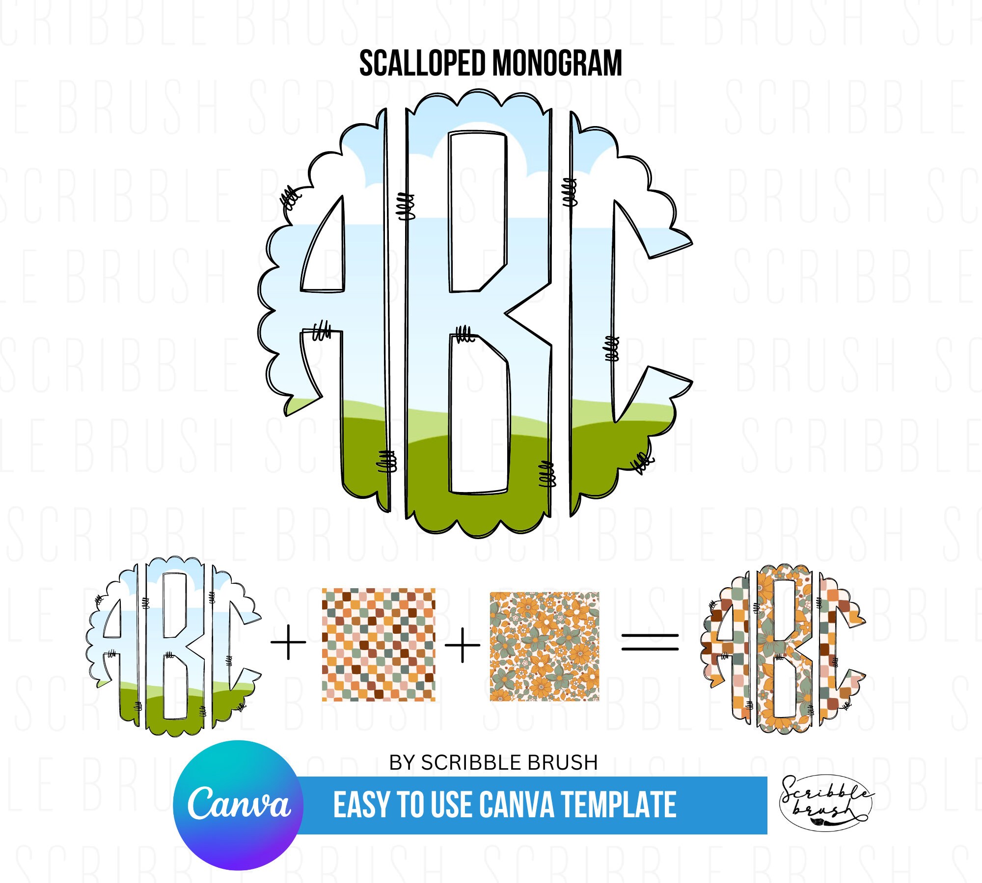 Make Your Own Scalloped Monogram Letters Canva Photo Frame Template ...