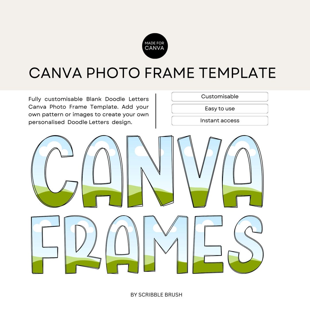 Canva Frame Templates, Blank Doodle Letters and Numbers, Drag and Drop ...