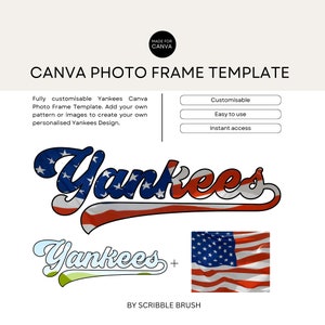 Canva Frame Template, Retro Yankees Photo Frame, Editable Photo Yankees ...