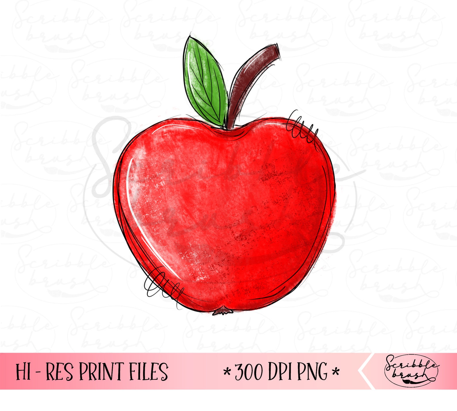 Red Apple Sublimation PNG Hand Drawn Apple Printable PNG - Etsy