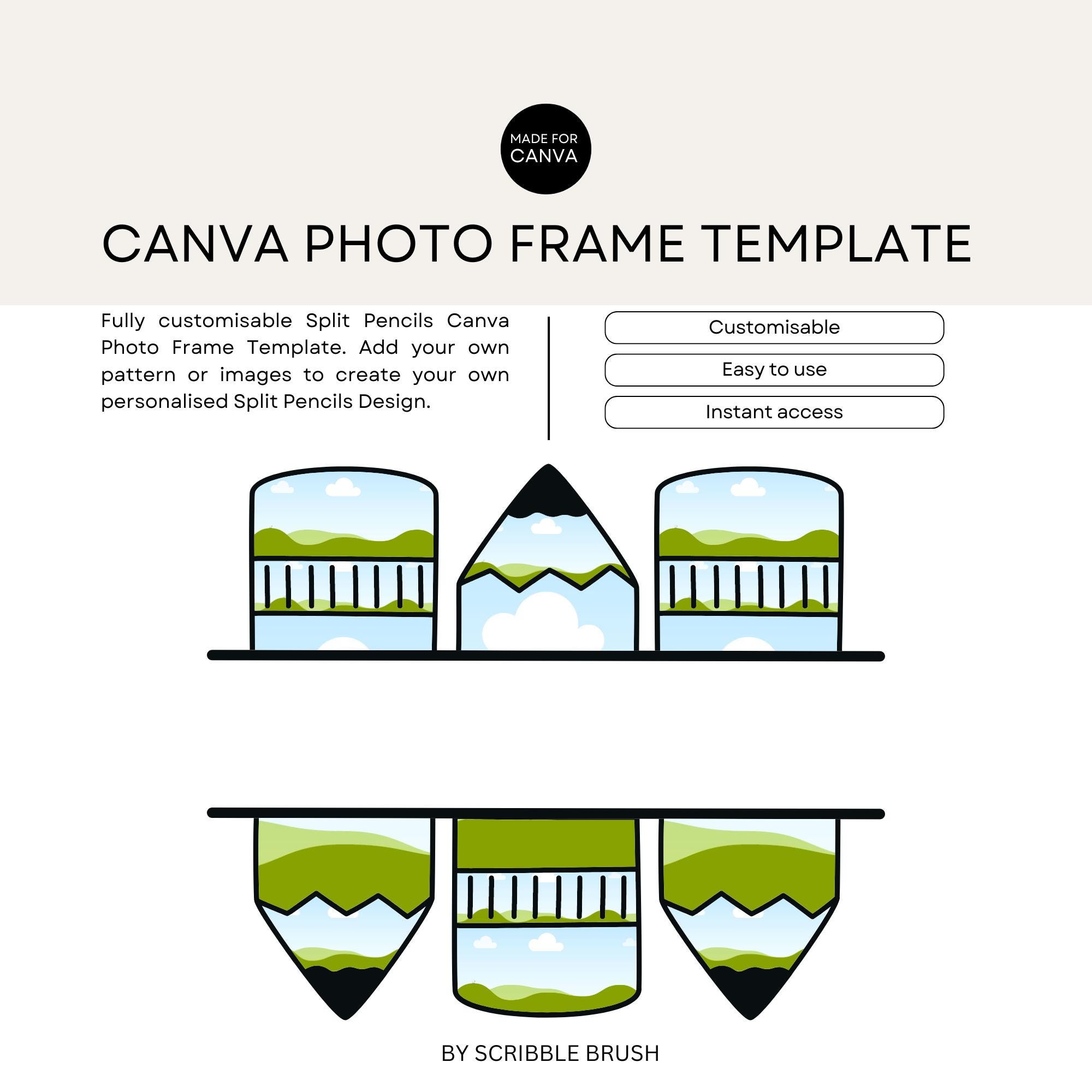 Canva Frame Template, Blank Split Pencils, Editable Back to School ...