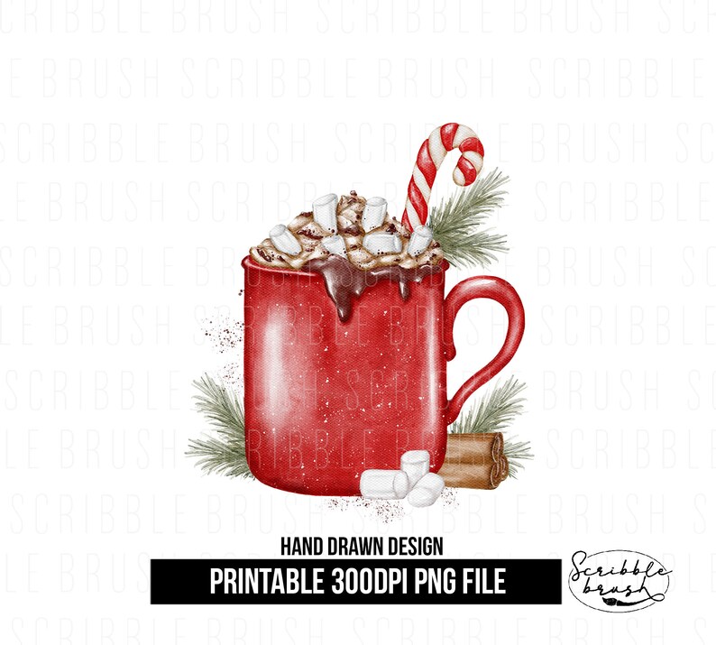 Christmas Hot Cocoa Mug Png Clipart Hot Chocolate Candy Cane - Etsy