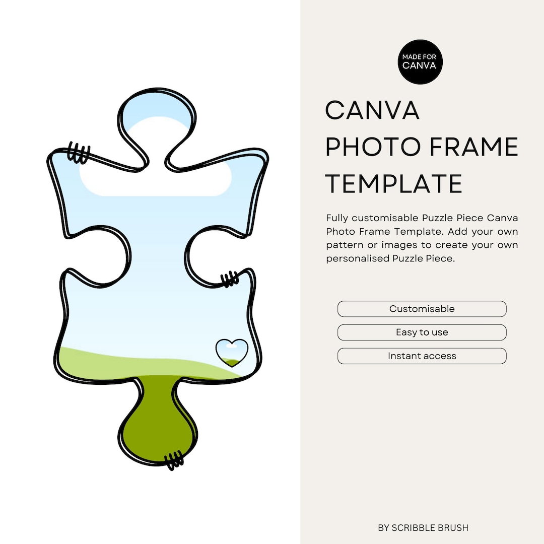 Canva Photo Frame Template, Puzzle Piece Photo Frame Canva Template ...