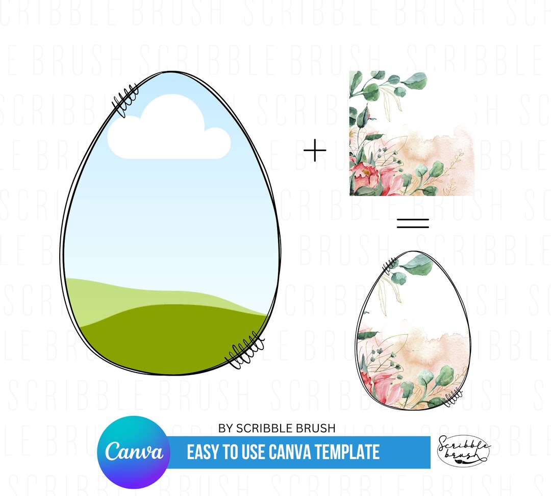 Easter Egg Photo Frame Canva Template, Doodle Sketchy Drag and Drop ...