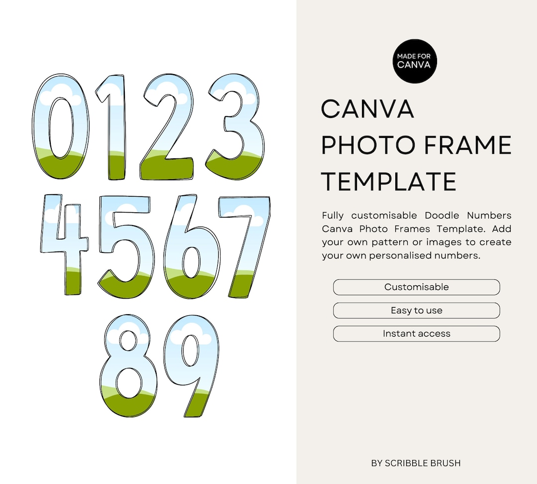 Canva Frame Template, Doodle Blank Numbers, Editable Photo Fill Number ...