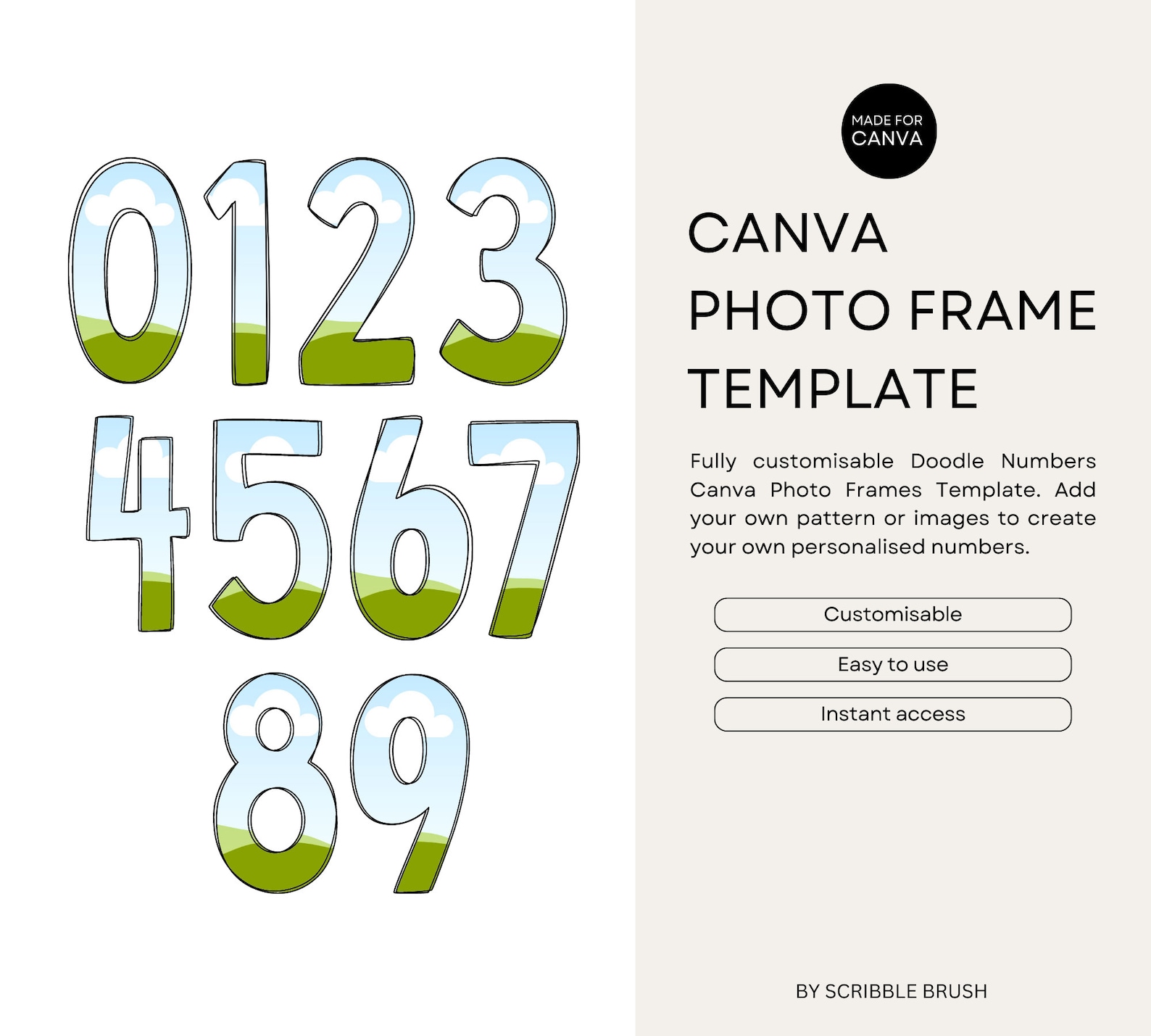 Canva Frame Template, Blank Capital, Lowercase Letters, Numbers ...