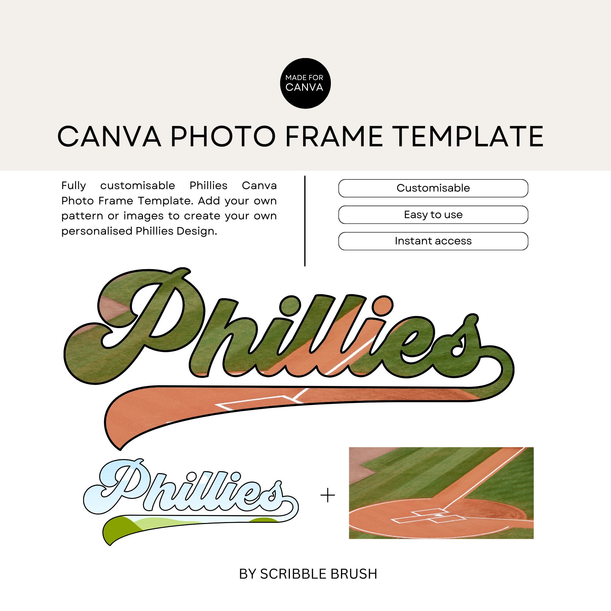 Canva Frame Template, Retro Phillies Photo Frame, Editable Photo ...
