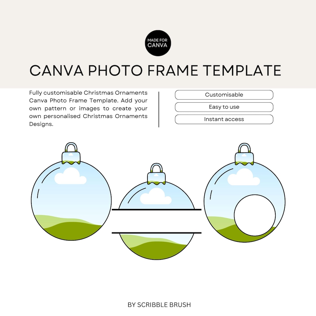 Canva Template Photo Frame, Christmas Ornaments Add Your Own Photo ...