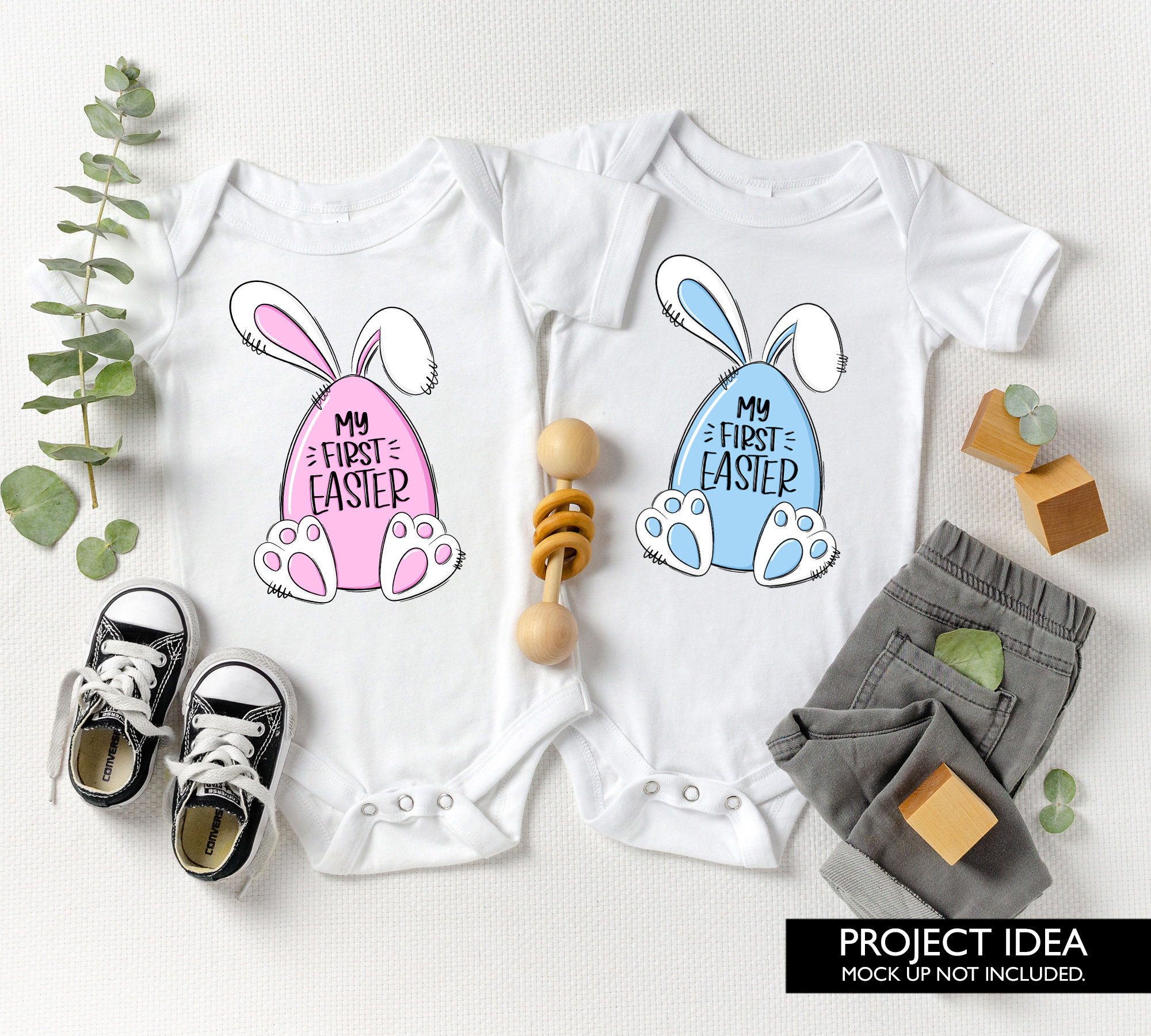 My First Easter Bunny Girl Boy Sublimation Design PNG Twins - Etsy